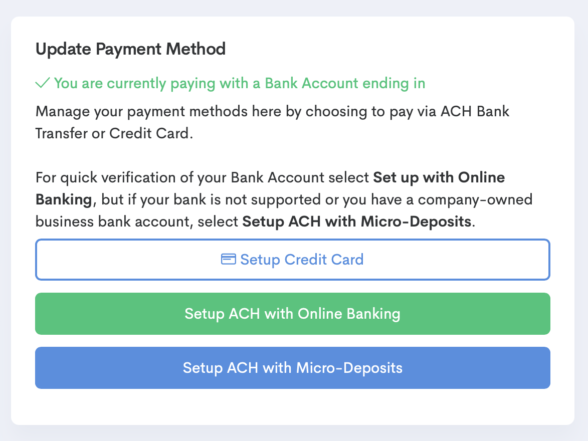 SETTING UP ACH PAYMENTS